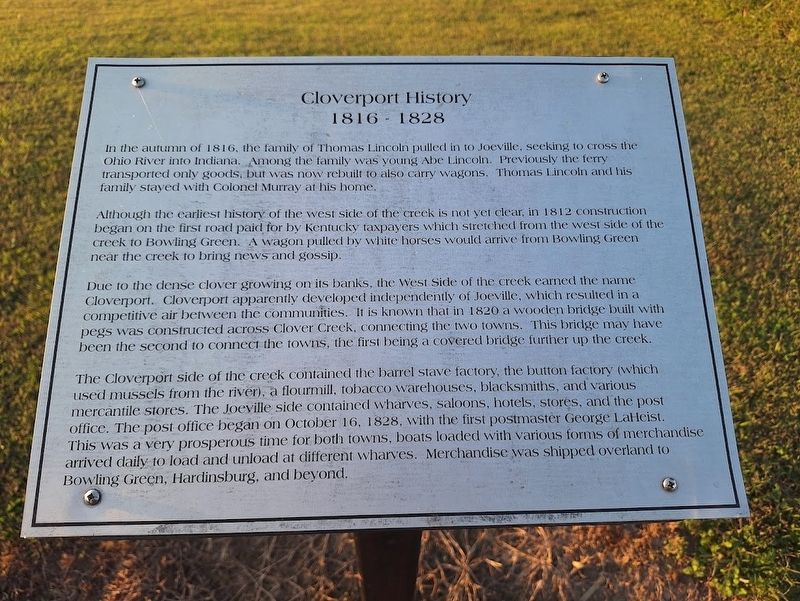 Cloverport History 1816-1828 Historical Marker