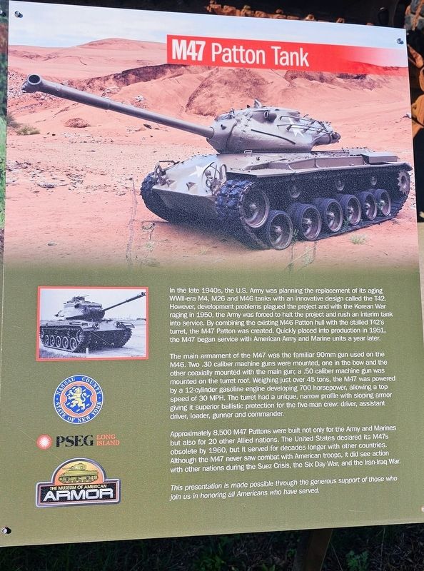 M47 Patton Tank Historical Marker