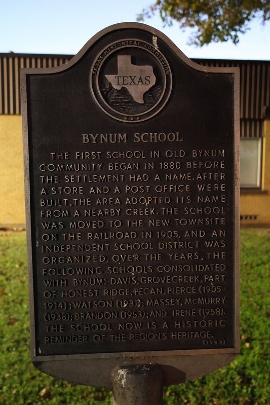 Bynum School Historical Marker