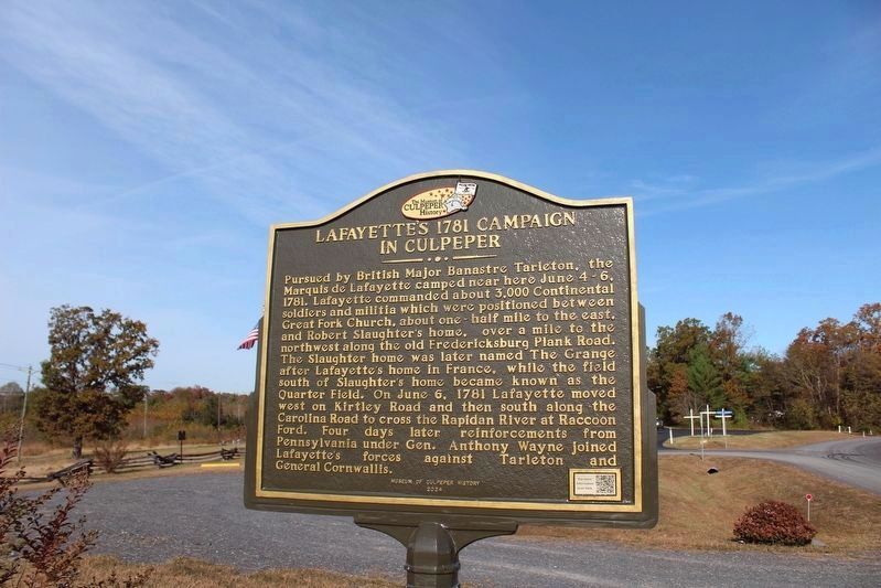 Lafayette's 1781 Campaign in Culpeper Historical Marker
