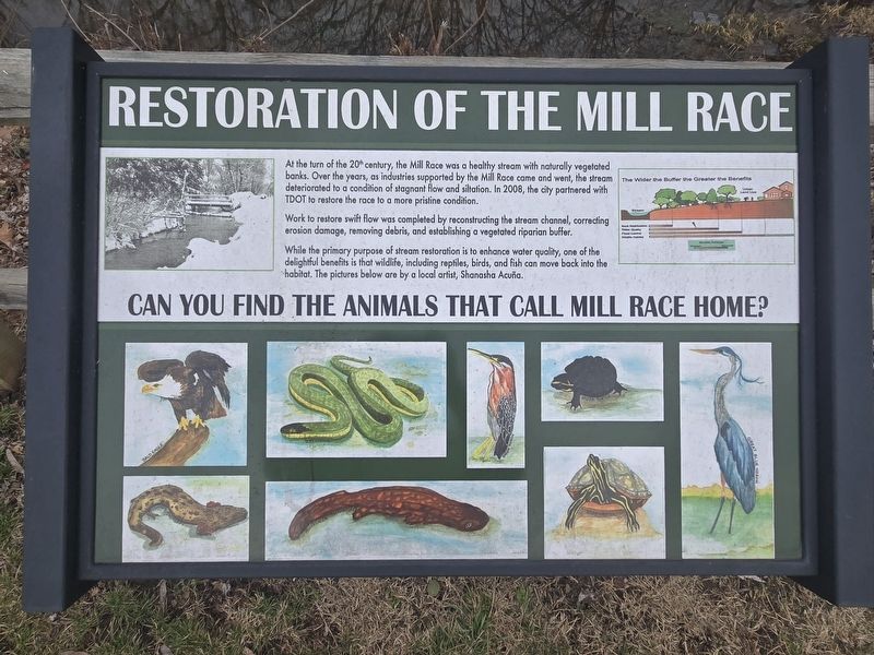 Restoration of the Mill Race Historical Marker