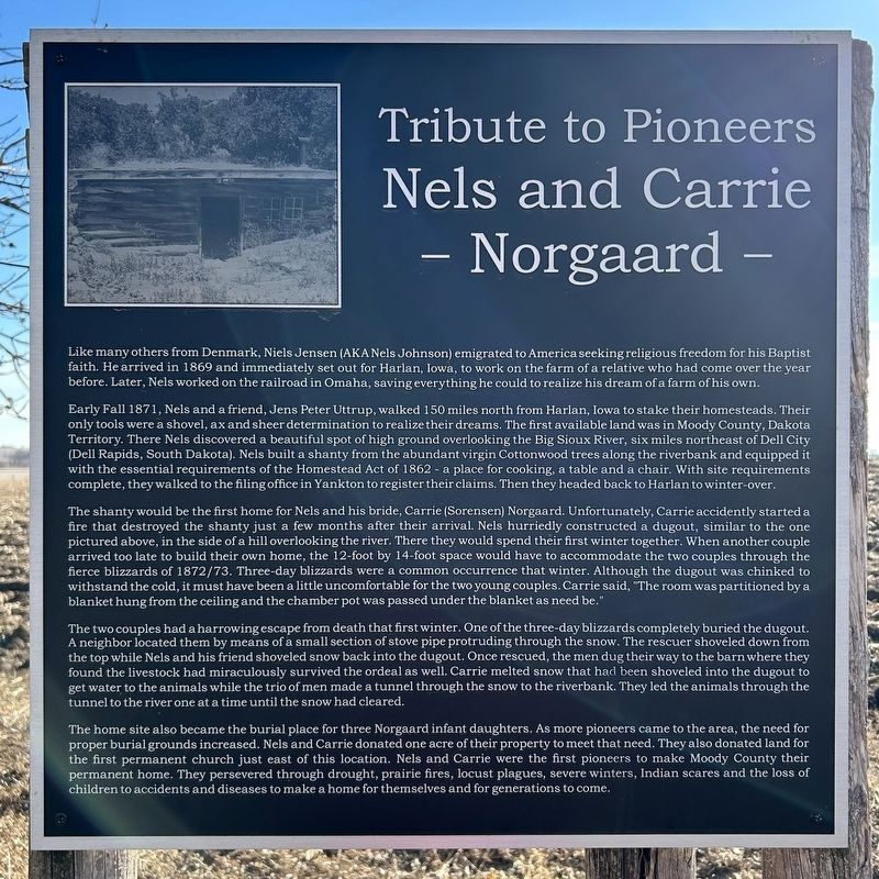 Tribute to Pioneers Nels and Carrie Norgaard Historical Marker